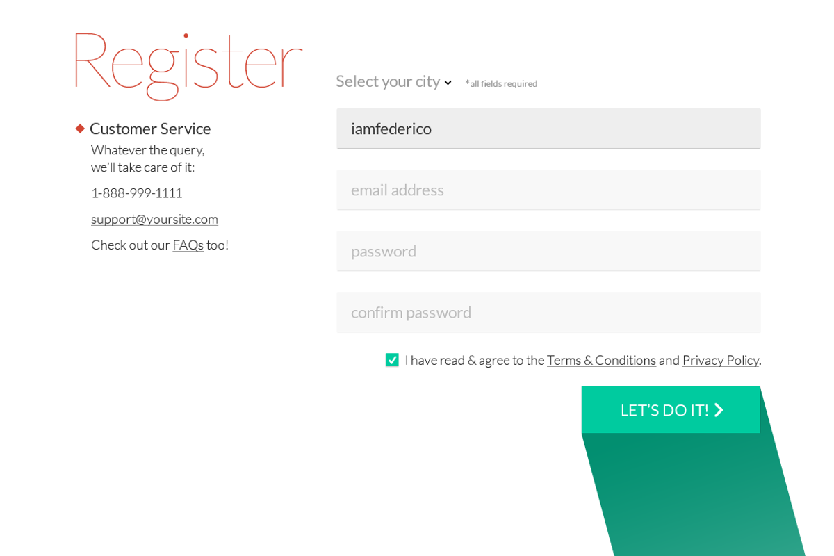 Register form ui psd, a Templates & Theme by iamfederico