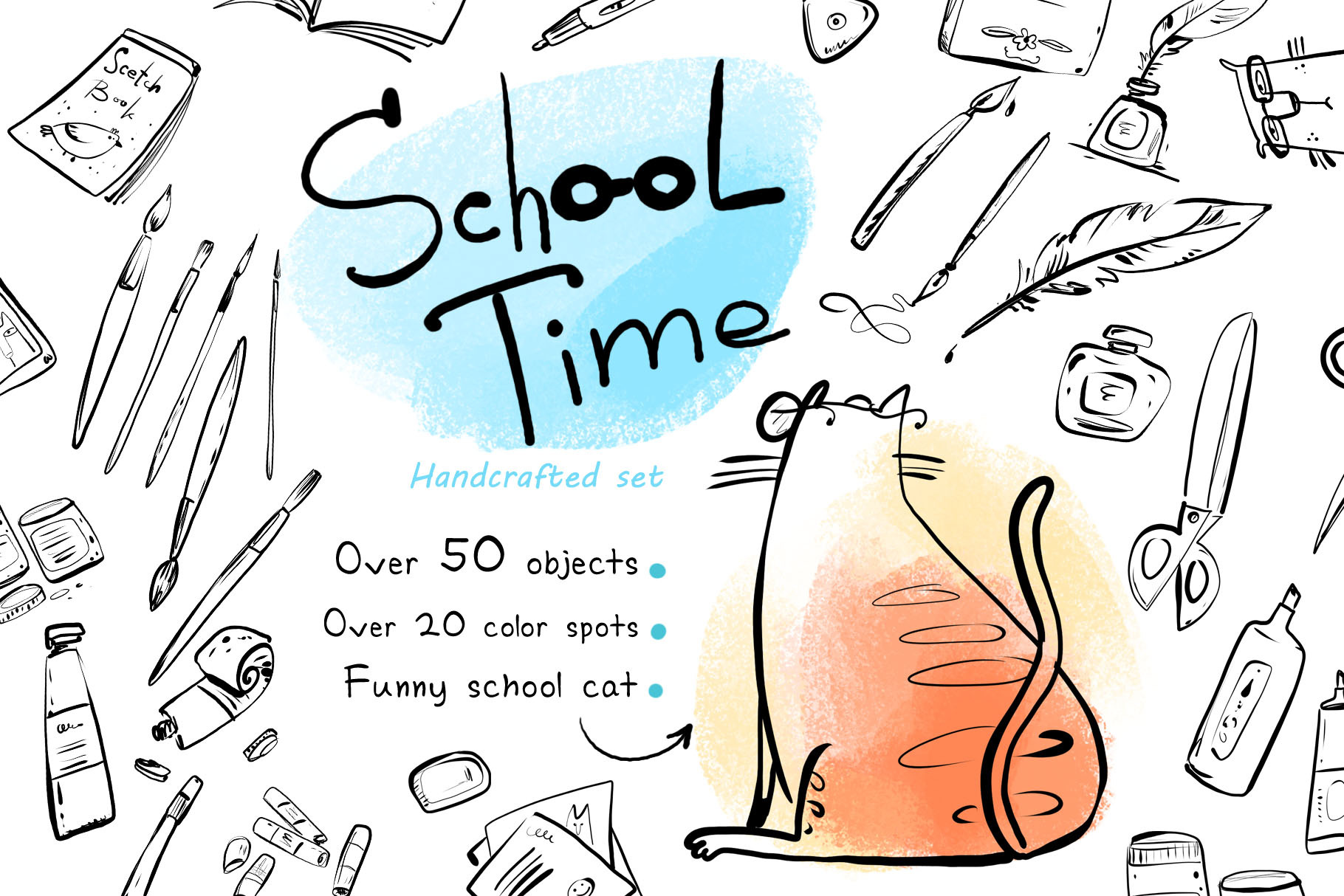 School Time: 50+ handcrafted objects, an Education Illustration by ...