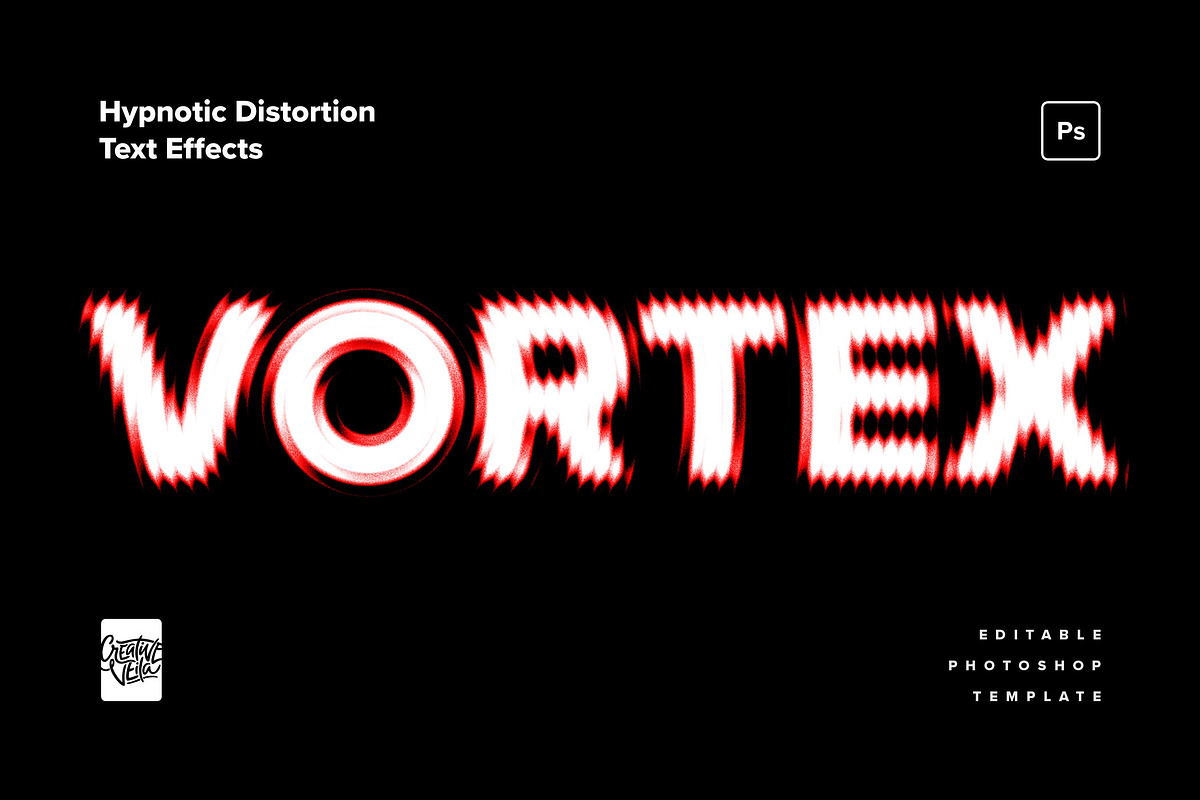 Hypnotic Distortion Text Effects, a Layer Style Add-On by Creative Veila