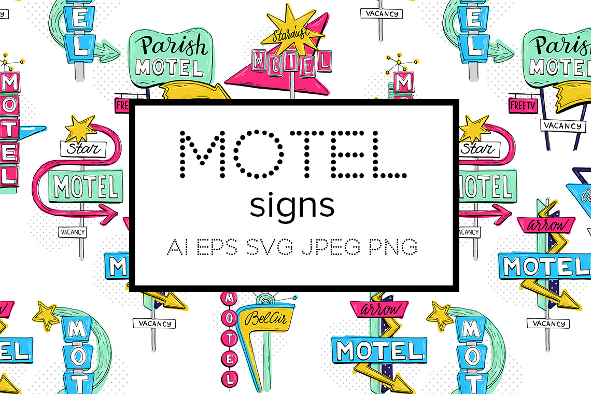 Motel sketch signs, an Illustration by Beauty Drops