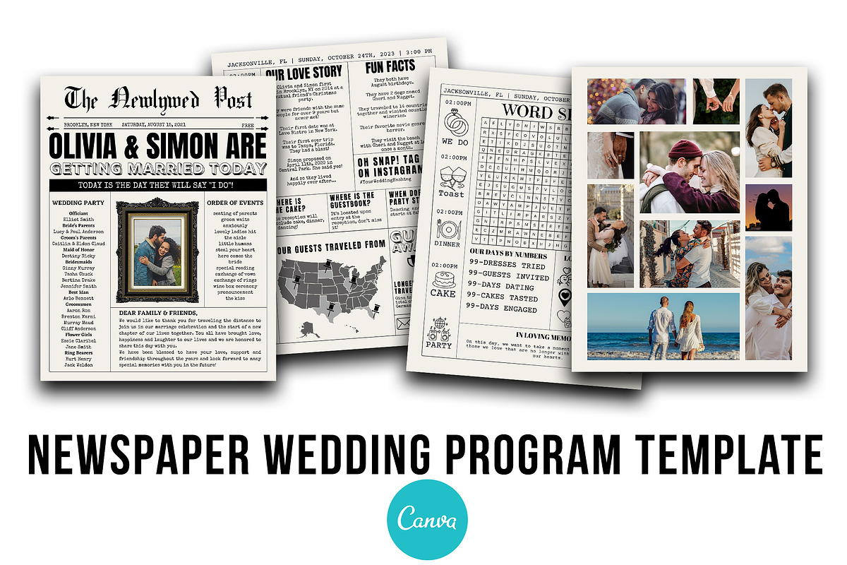 newspaper wedding program template, a Templates & Theme by iloveTemplate