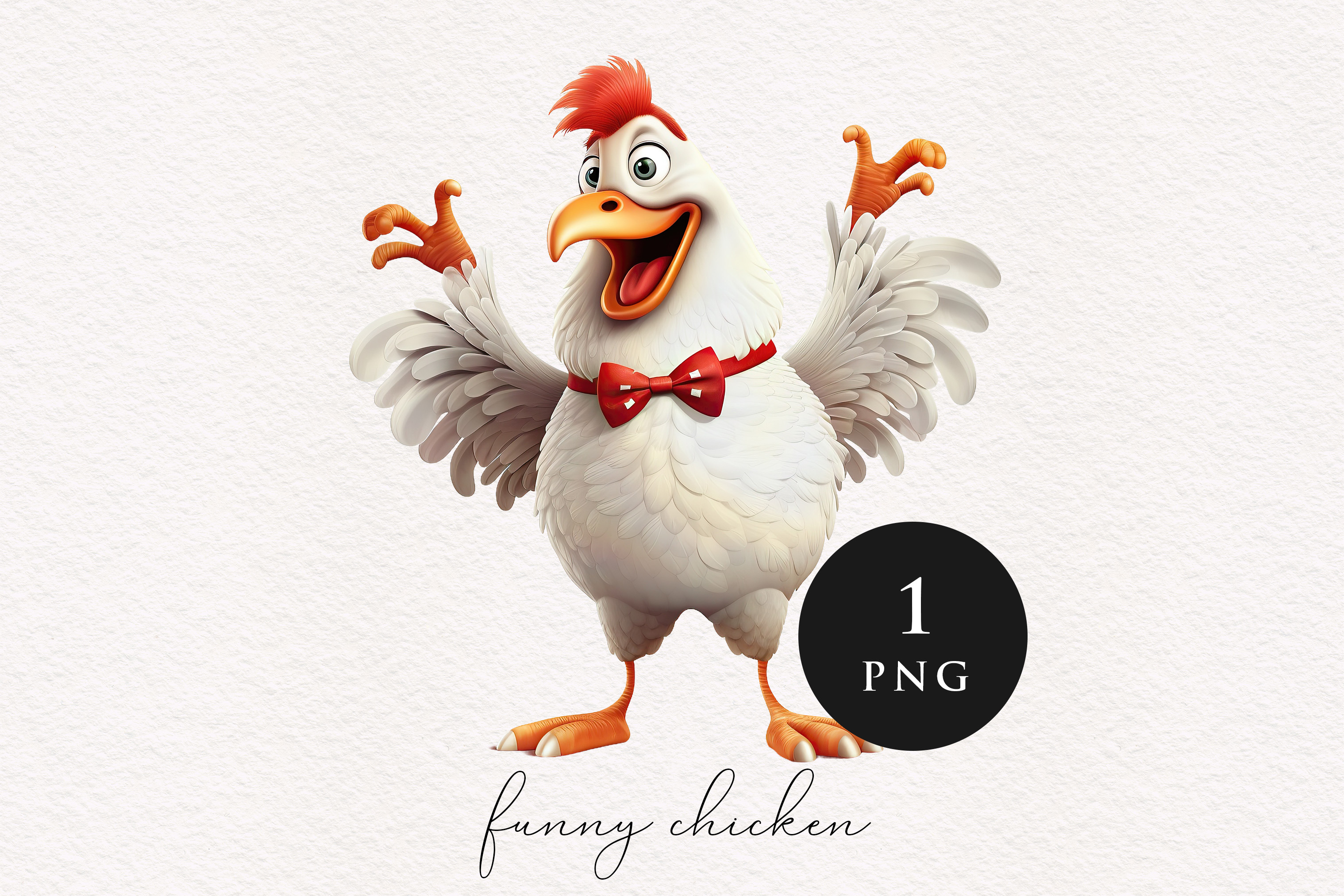 Funny Cartoon Chicken Clipart, an Illustration by PaintPixelCo