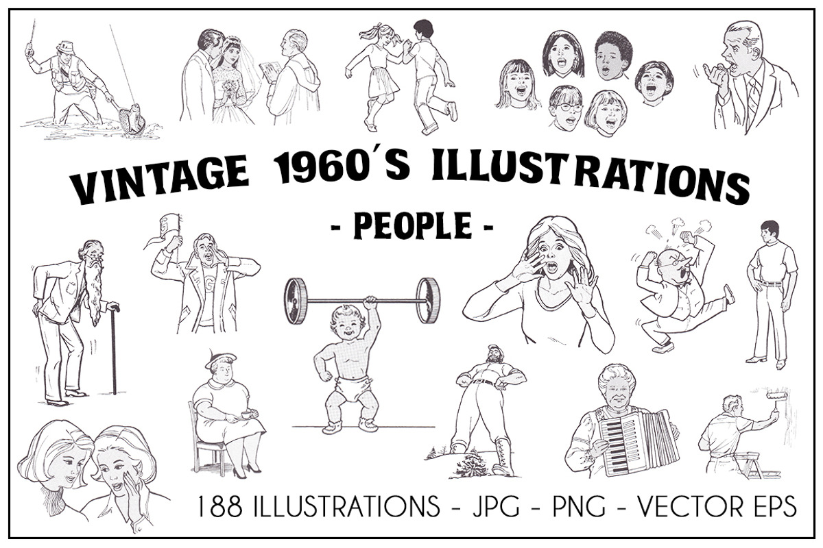 Vintage 1960's Illustrations- People, a Person Illustration by Blue ...