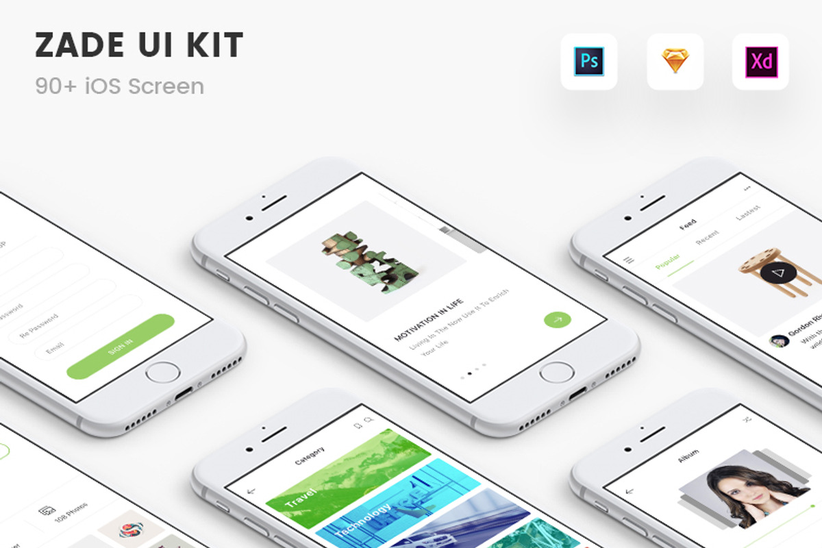Zade Mobile App UI KIT, an UI Kit Template by No.13