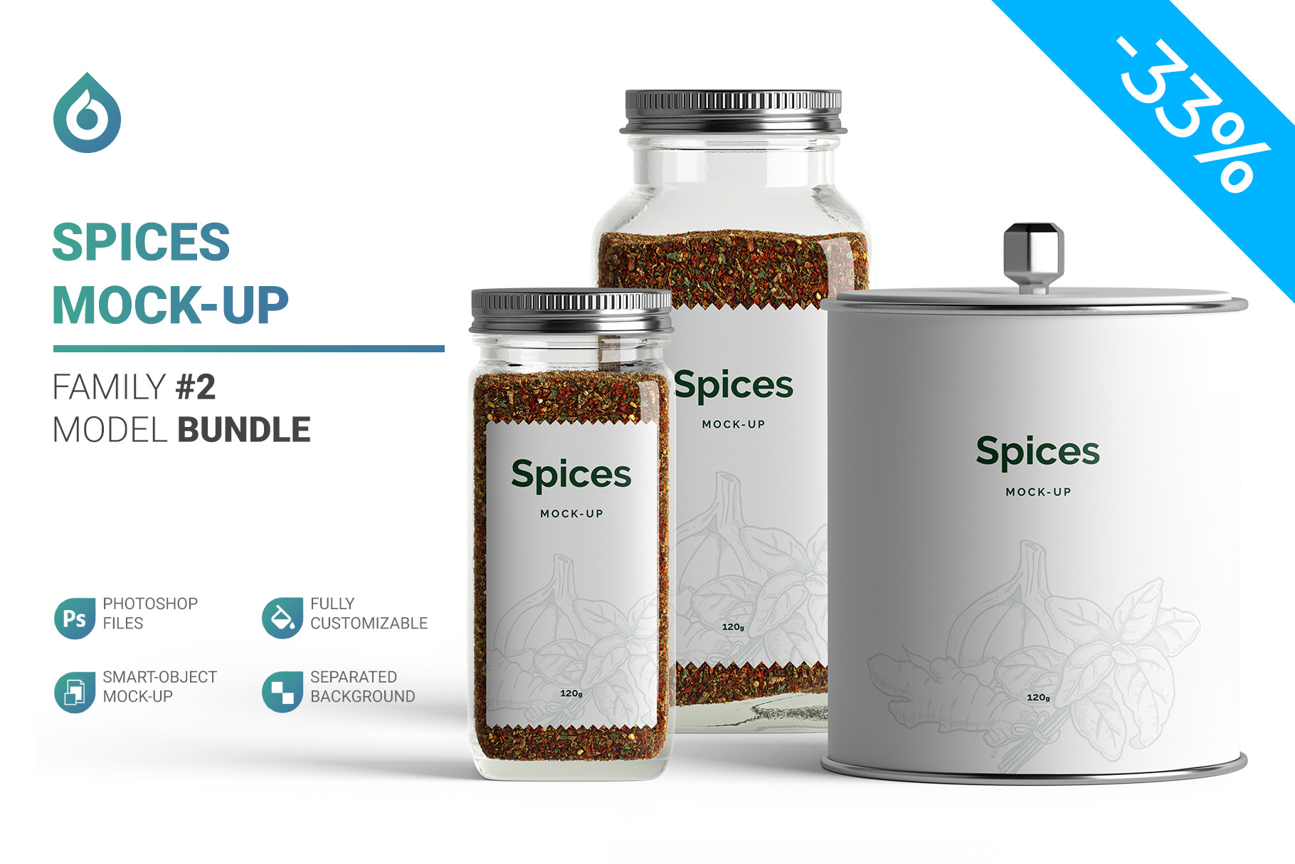 Spices Mockup, a Packaging Mockup by AY Mock-Ups