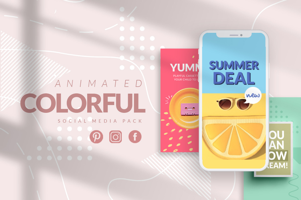 ANIMATED Colorful Social Media Pack, a Social Media Template by Eviory