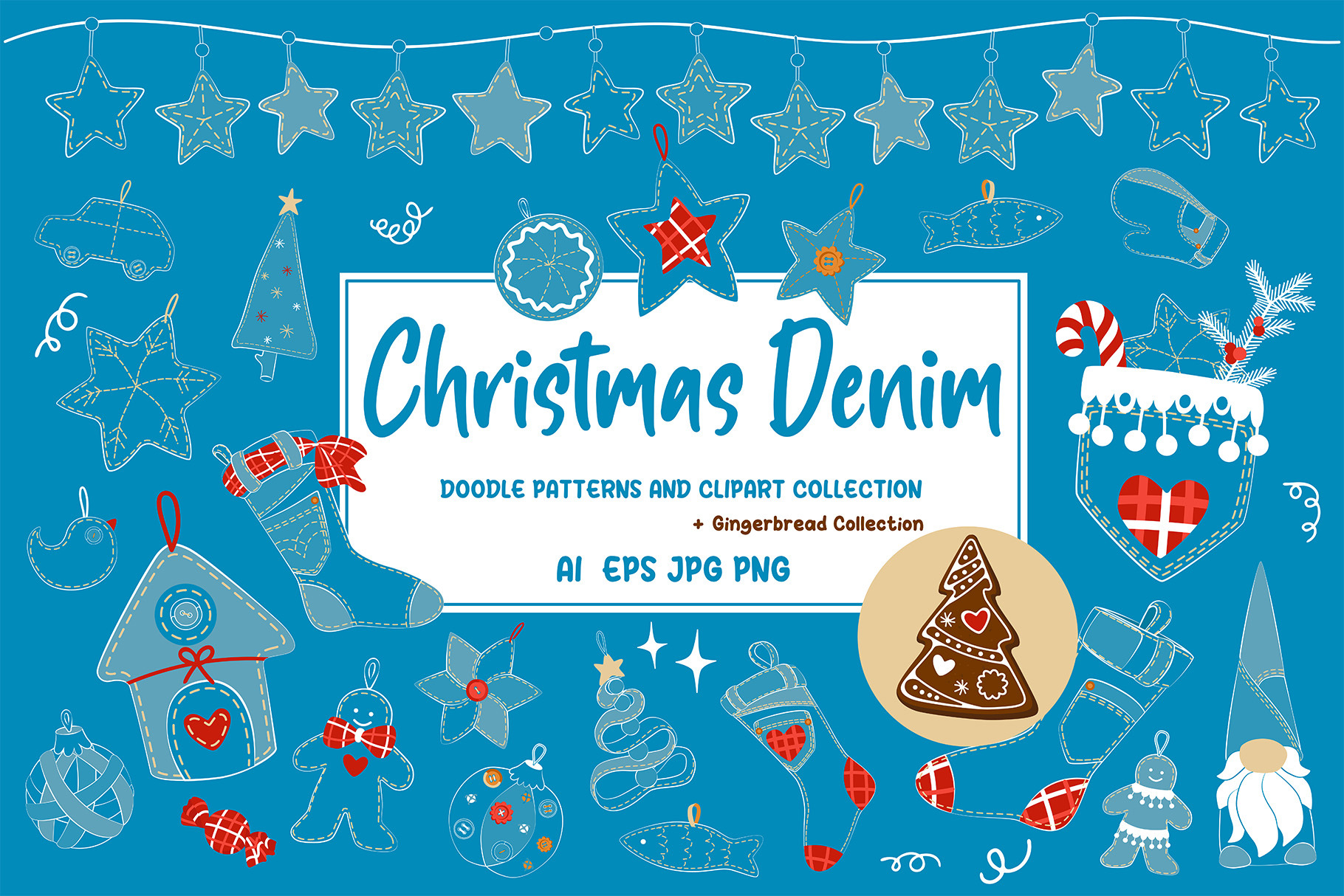 Christmas Denim Vector Collection, an Illustration by YuNa
