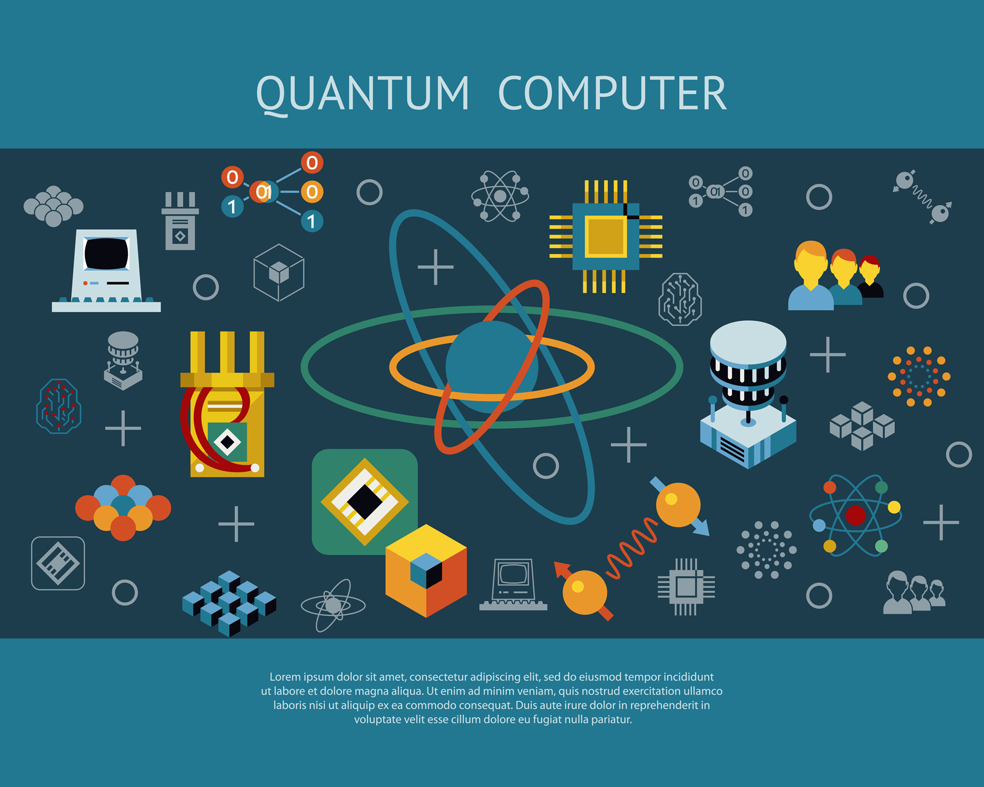 Vector bundle 10 quantum computing, an Icon by frimufilms