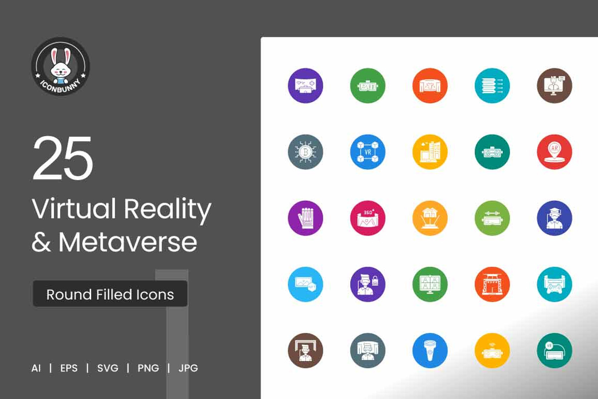 25 Virtual Reality & Metaverse Icons, an Icon by IconBunny