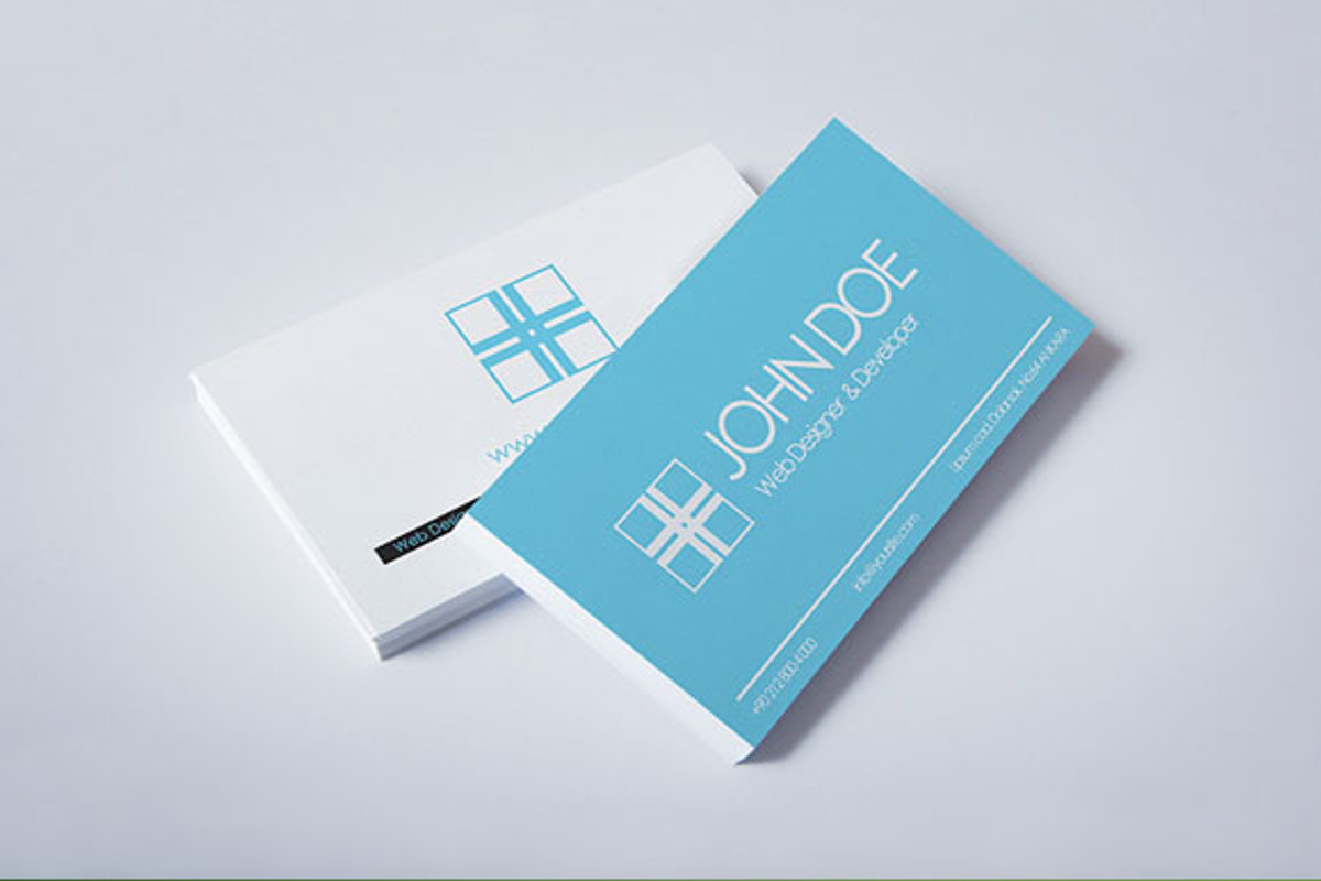 Pixels Modern Blue Business Card, a Business Card Template by ...