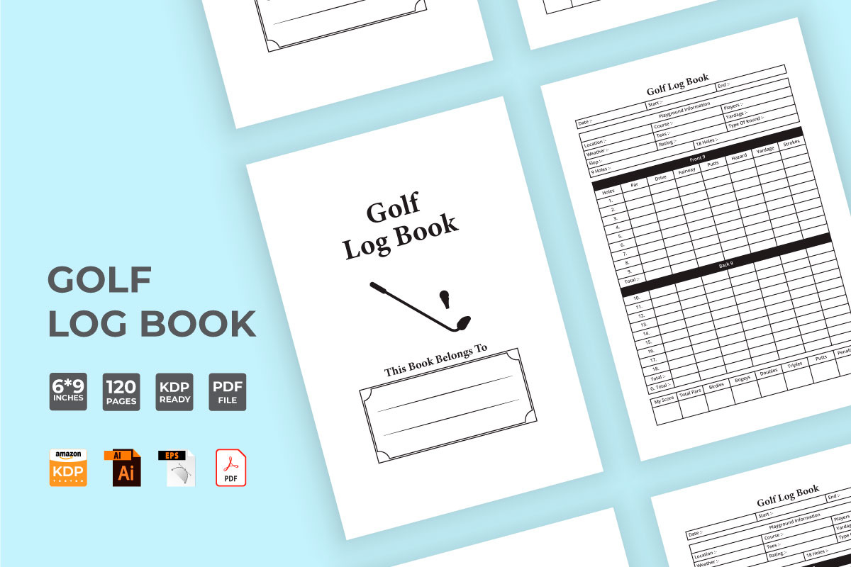 Golf score log book KDP interior