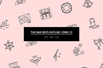 The Bad Boys Icons 100 | Outline Icons ~ Creative Market