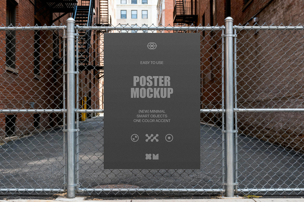 Chain-link Fence Poster Mockup, an Advertising Mockup by Design Squad
