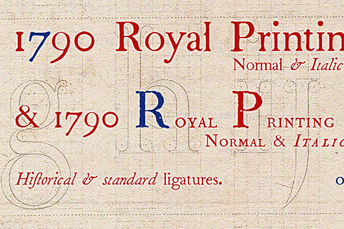 1790 Royal Printing Complete Set, a Serif Font by GLC Foundry