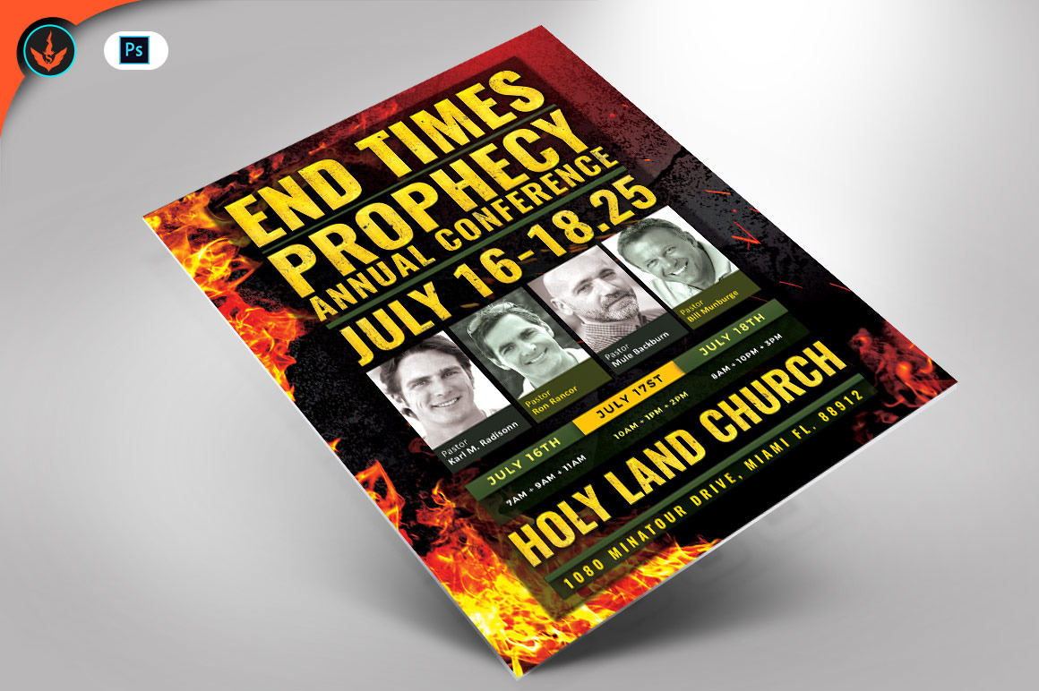 Prophecy Conference Flyer Template, a Flyer Template by SeraphimChris
