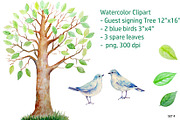 Guest Signing Tree + Blue Birds, an Illustration by Corner Croft