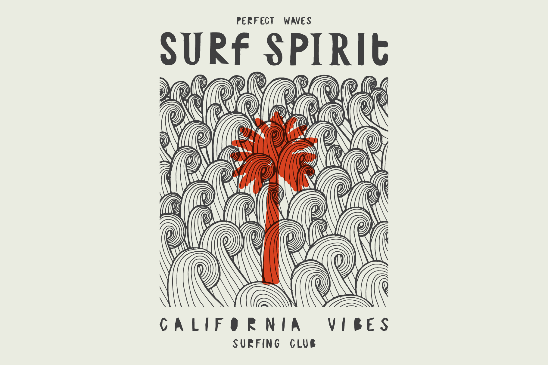 Surf Spirit, an Illustration by hand draw