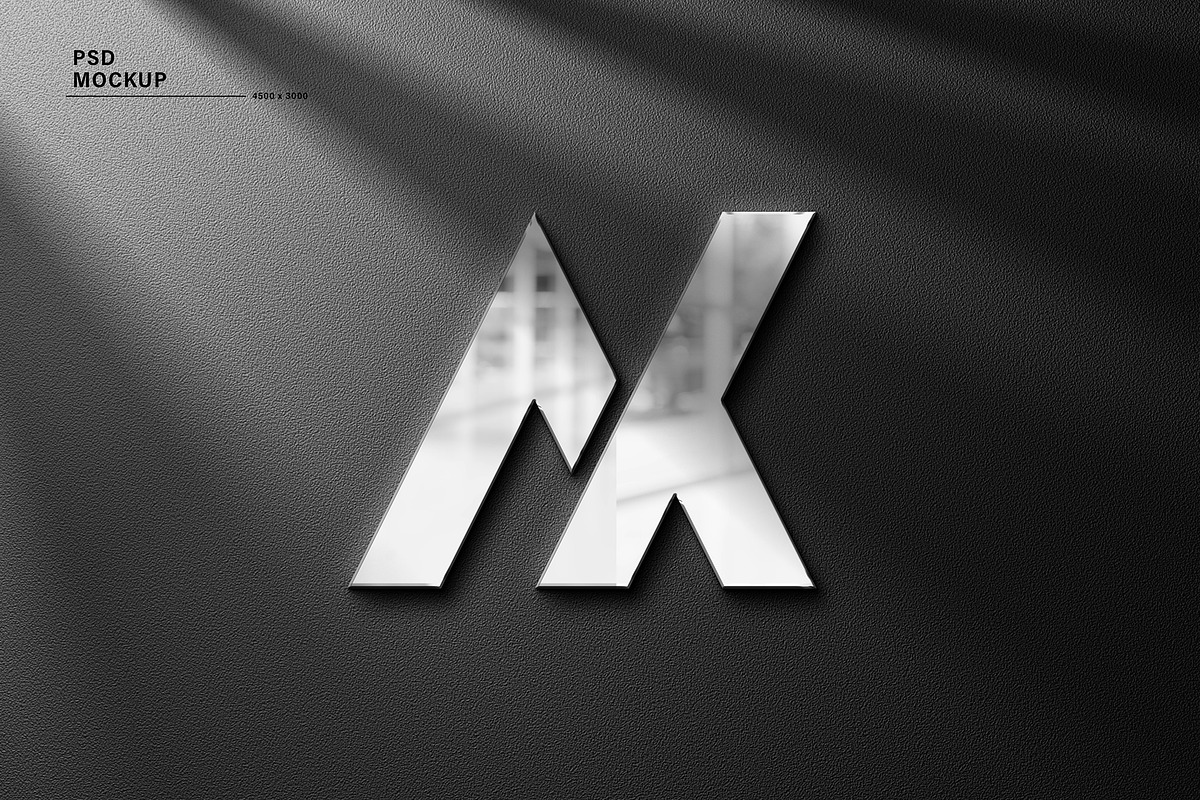 Wall Glossy Shiny Logo Mockup Psd