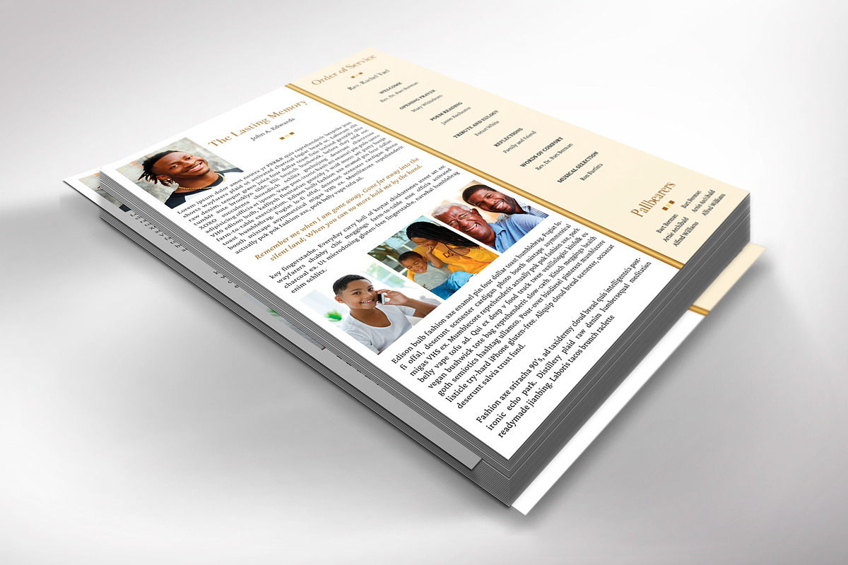 Remember Gold Funeral Program 2pgs
