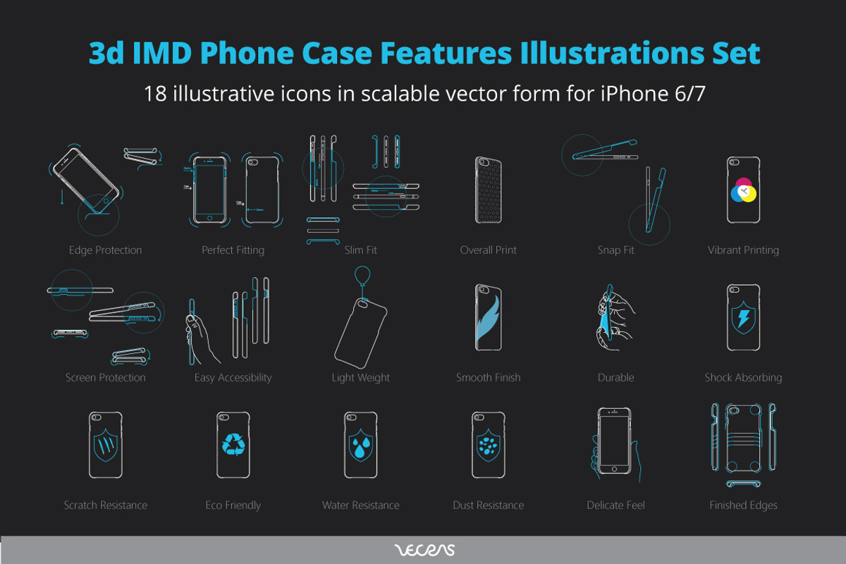 3d IMD Case Feature Icons for iPhone, an Object Illustration by VecRas