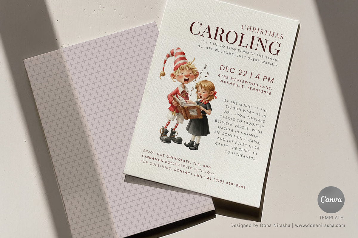 Christmas Carol Canva Invitation