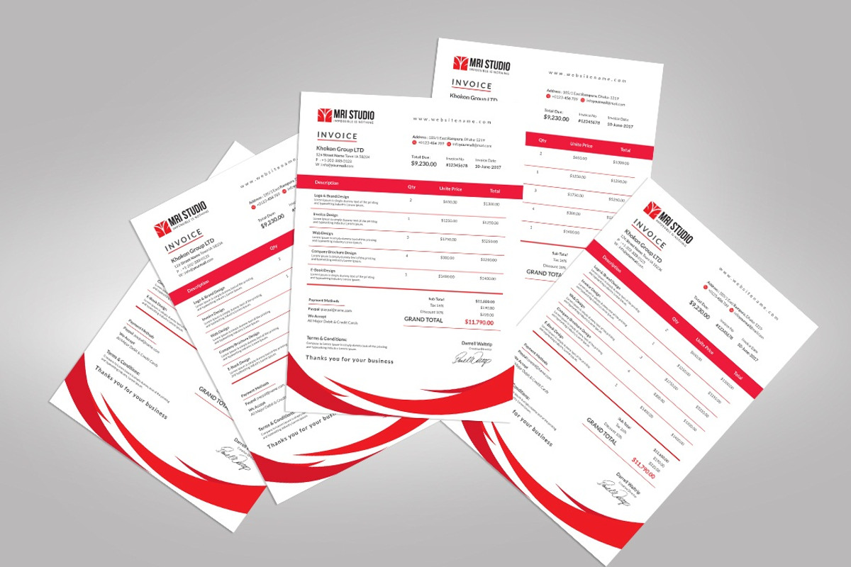 Invoice, a Stationery Template by MRI STUDIO