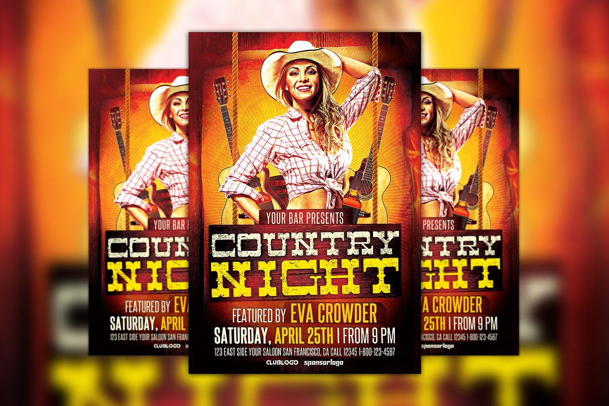 Western Country Night Flyer Template, a Flyer Template by Flyermind