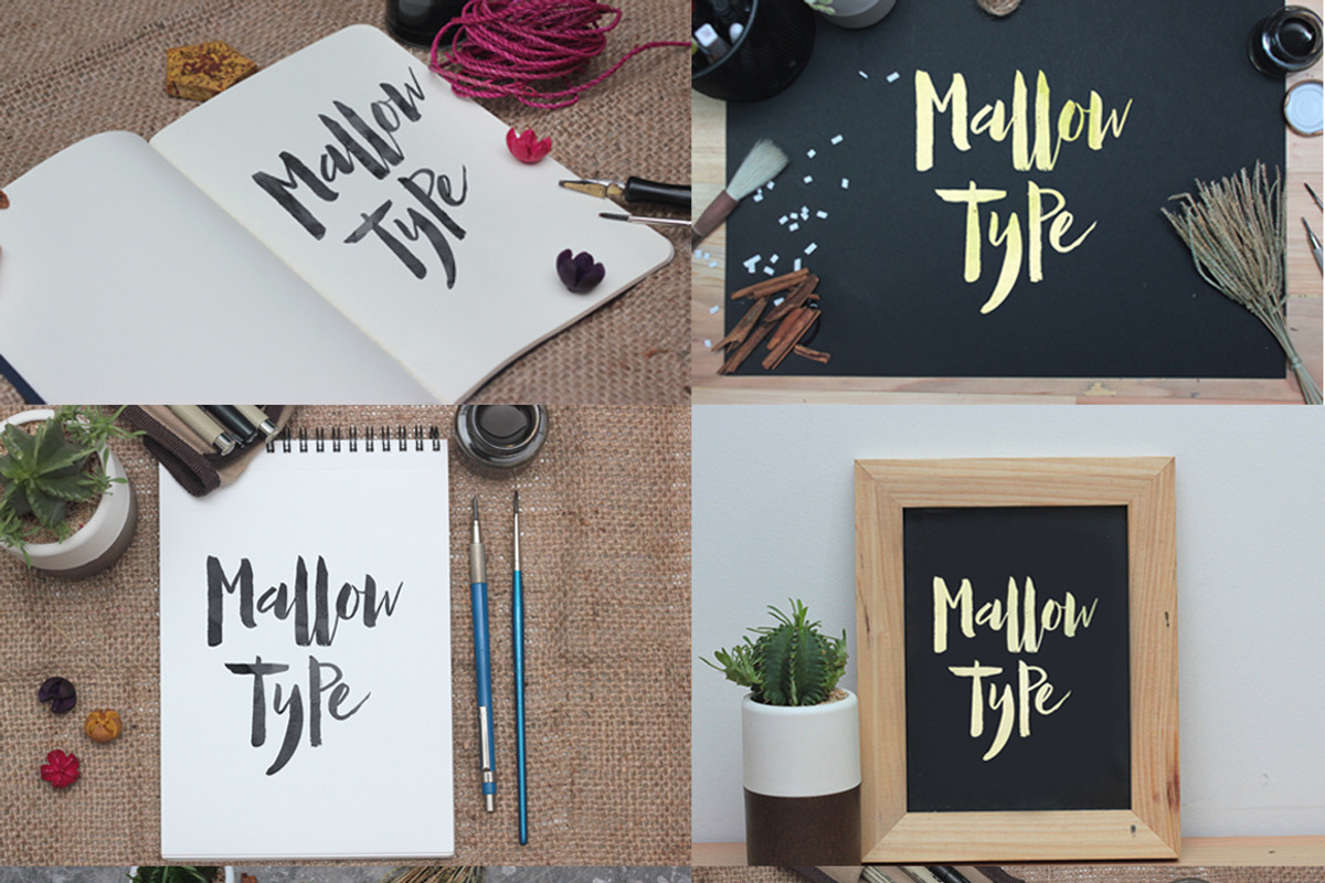 Mallow Typeface & EXTRA Mockup, a Script Font by maghrib