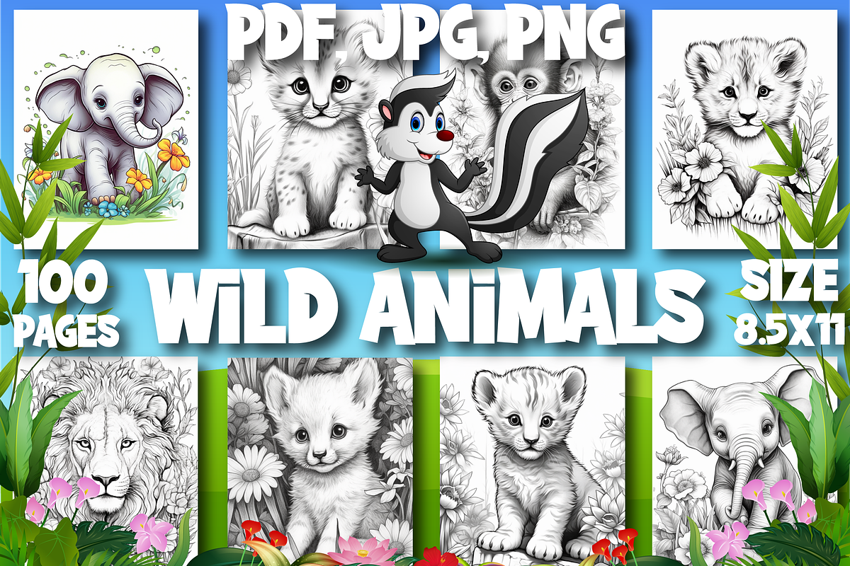 Wild Animals Coloring Pages for Kids, an Animal Illustration by Design Zone