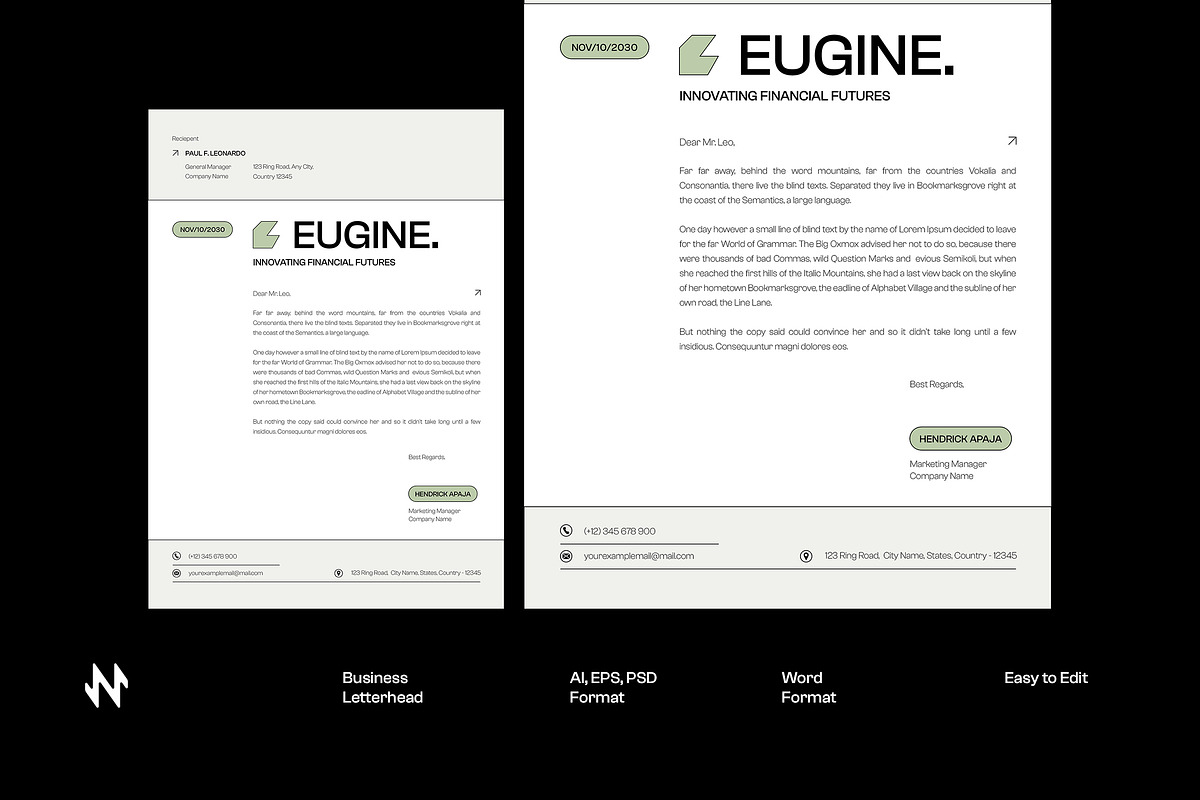 Professional Letterhead Design, a Stationery Template by Neermana