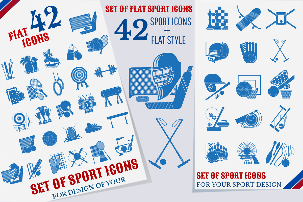 Set of flat sport icons, a Branding & Logo Template by boordon