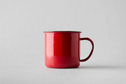 Red enamel mug mockup, a Food & Drink Photo by Shablon