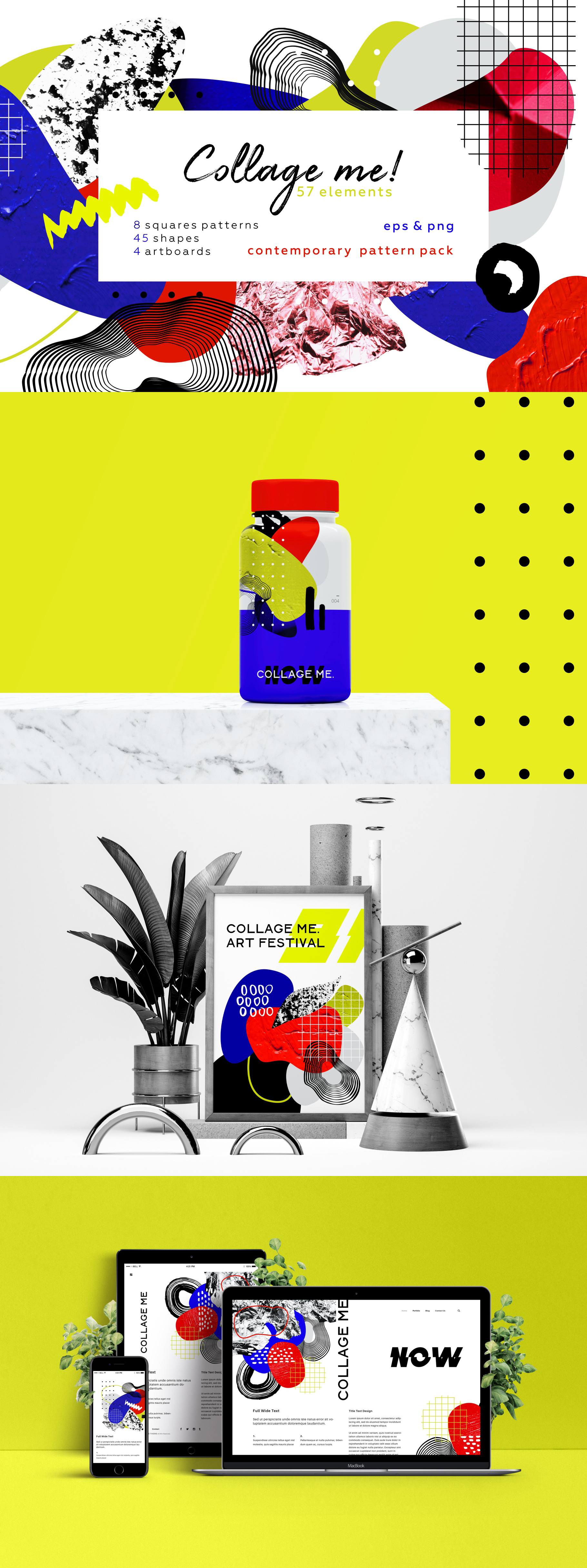 Collage me! Abstraction pattern set, a Pattern Graphic by lisa_kalev