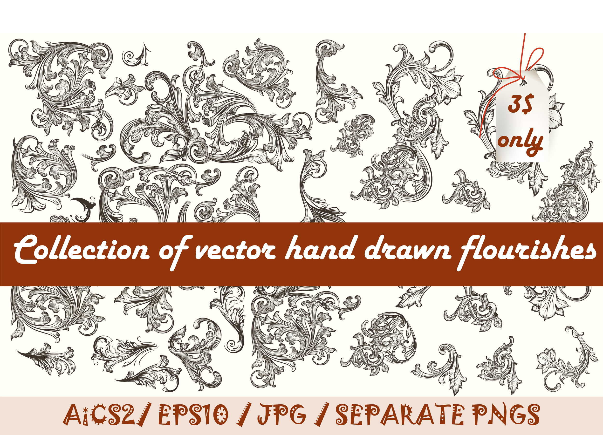 Set of vector flourishes, an Object Graphic by FleurArt
