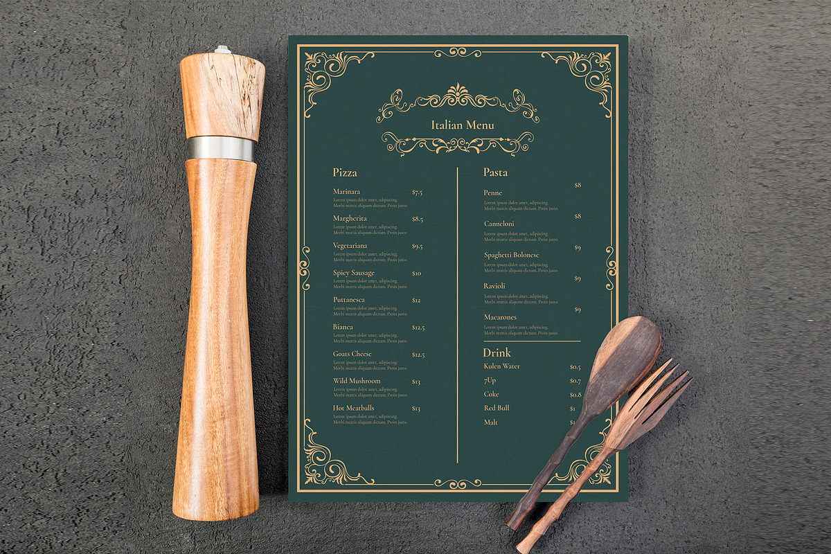 Classic Restaurant Menu Template, a Brochure Template by Artemis-products