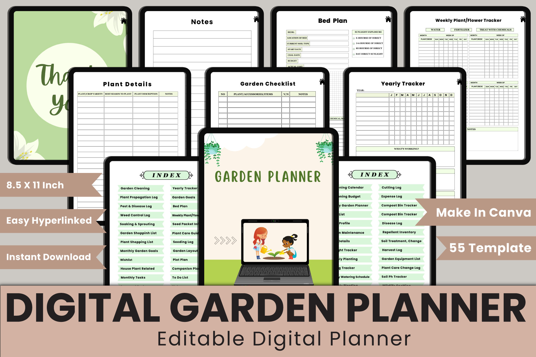 Hyperlink Digital Garden Planner, a Design Template by Designmela01 ...