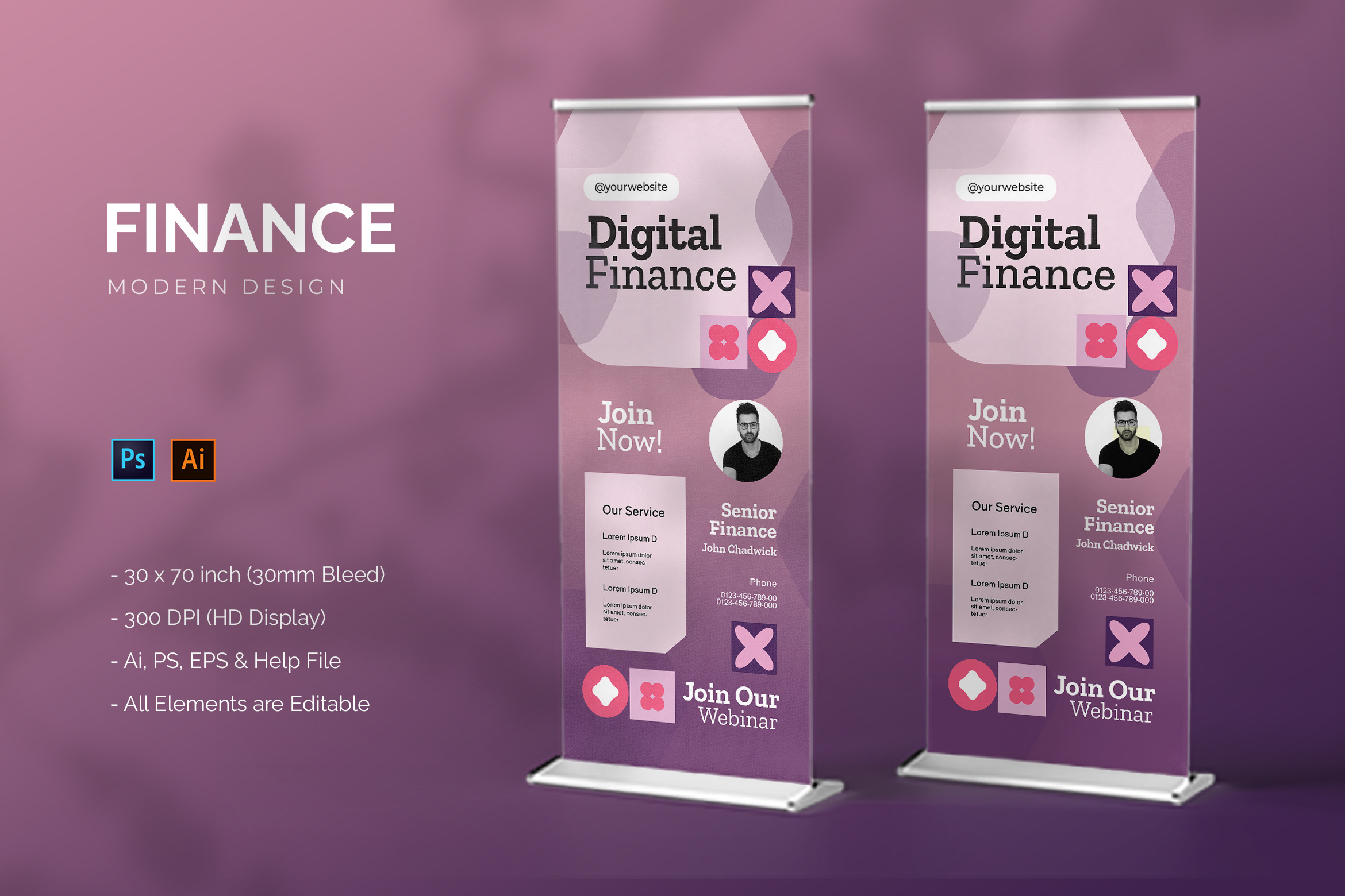 Finance - Roll Up Banner, a Print Template by StreaksideStd