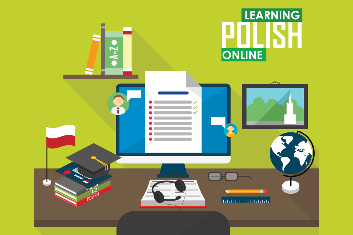 E-learning Polish language. | Education Illustrations ~ Creative Market