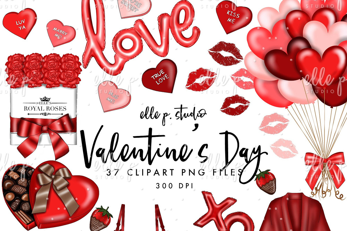 HUGE Valentine's Day Clipart Bundle, an Illustration by Elle P. Studio