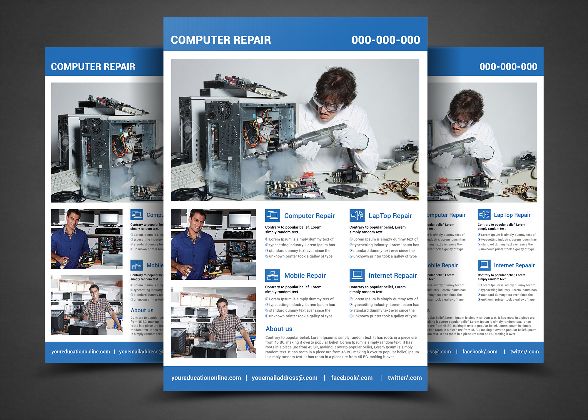 Computer & Mobile Repair Flyer, a Flyer Template by AfzaalGraphics