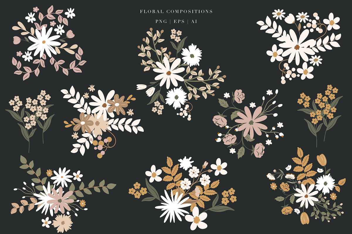 Flower Meadow Vector Clipart Pattern