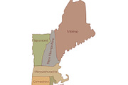 Map of Six New England States EPS, an Illustration by patrimonio
