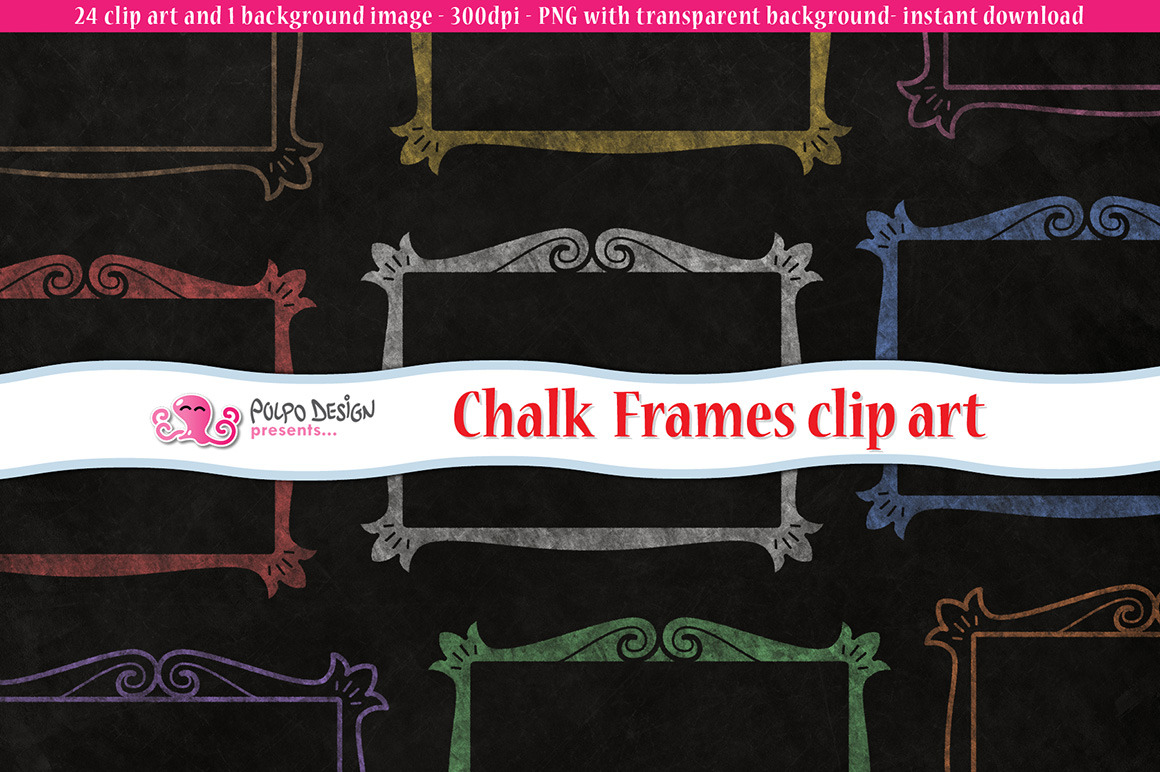 Colorful Chalkboard frames clip art, a Decorative Illustration by ...