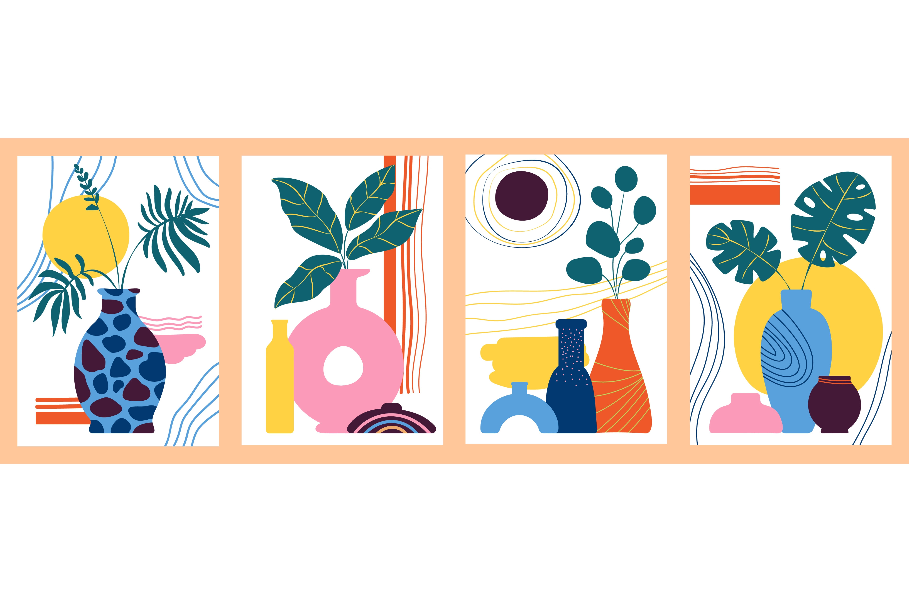 Abstract vases poster. Vase shapes, a Background Graphic by Valerie Bodnar