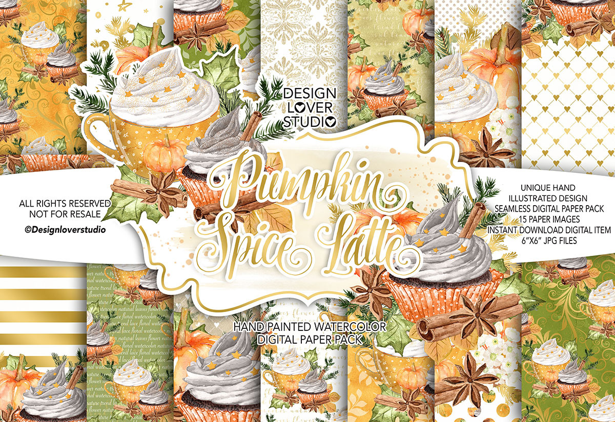 Pumpkin Spice Latte DP pack, a Pattern Graphic by designloverstudio