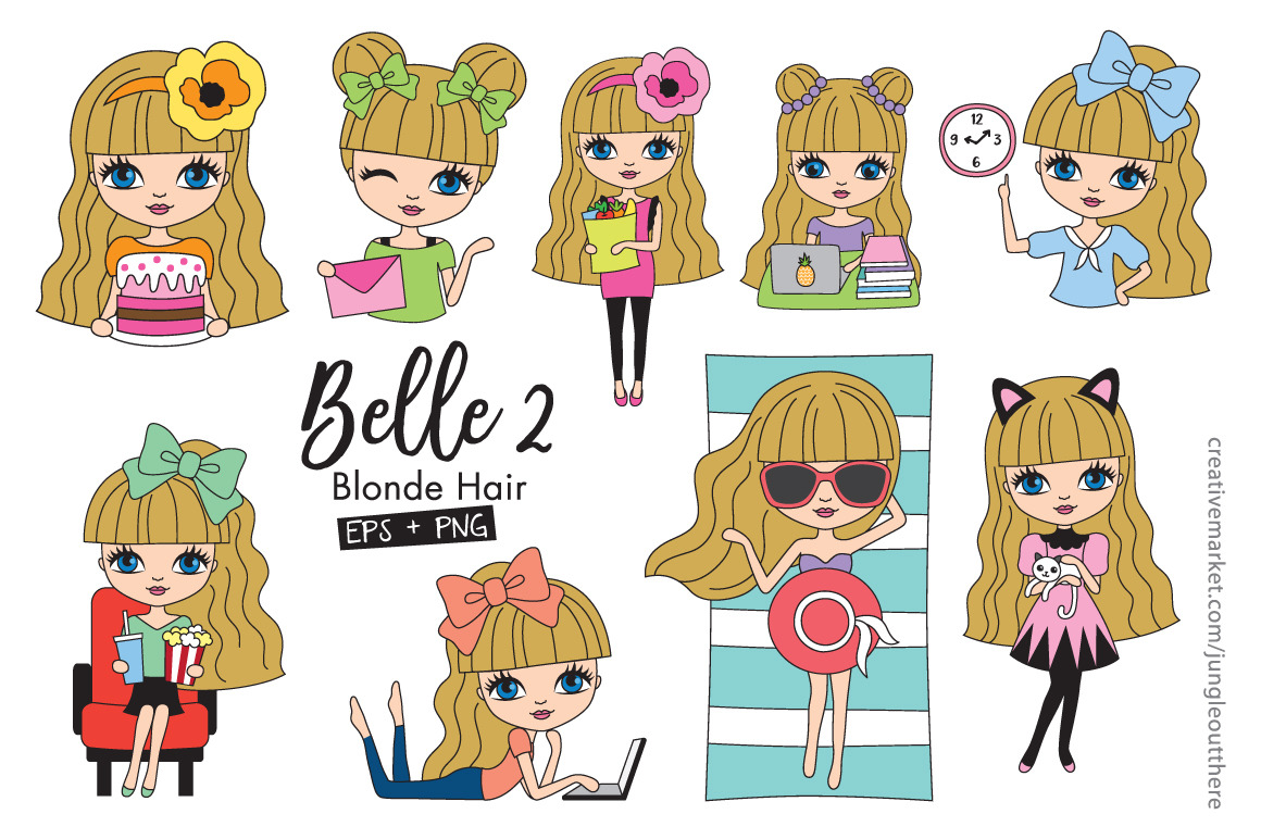 Blonde Hair Girl Planner Set, a Person Illustration by CreativeCatandCo