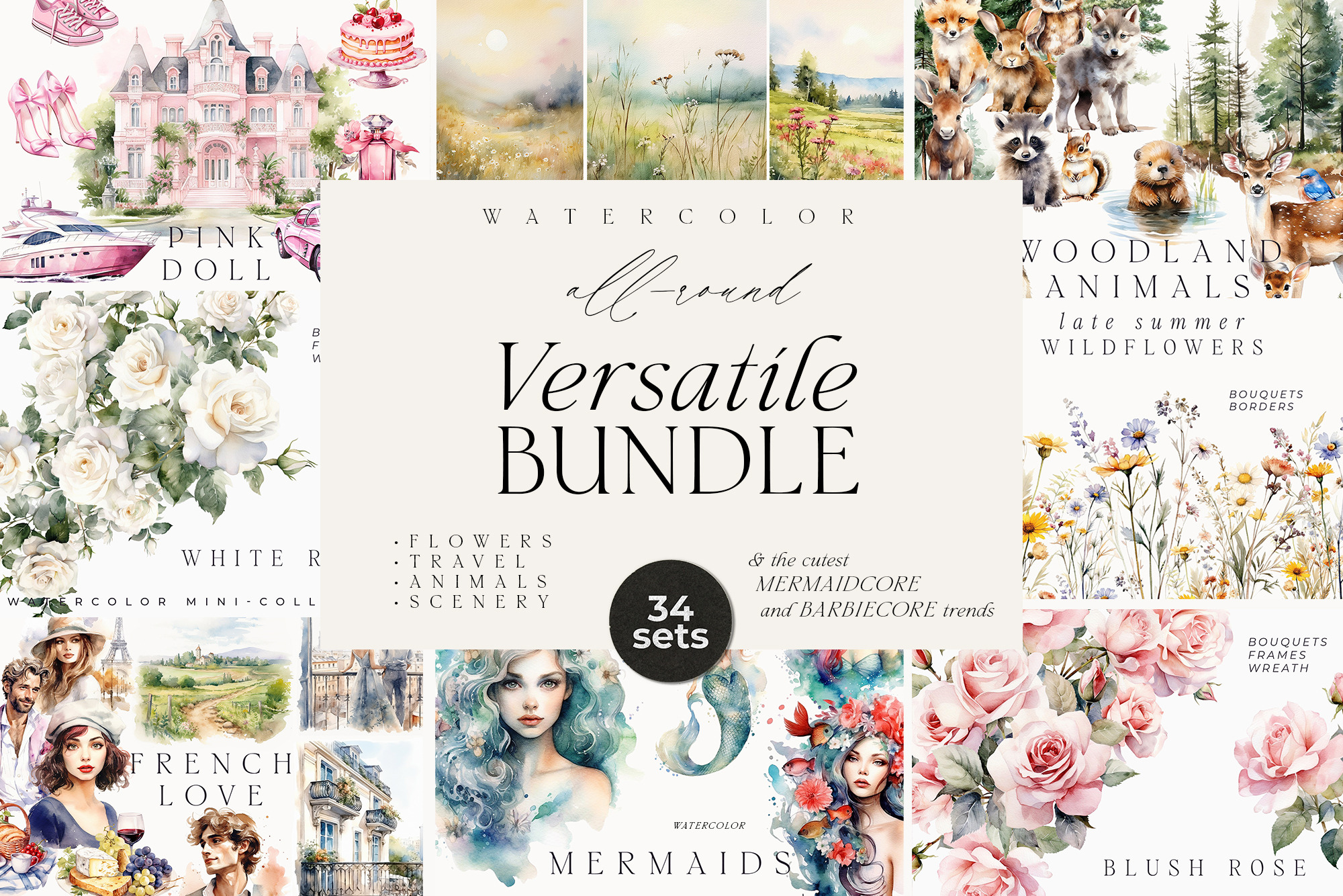 VERSATILE BUNDLE watercolor clipart