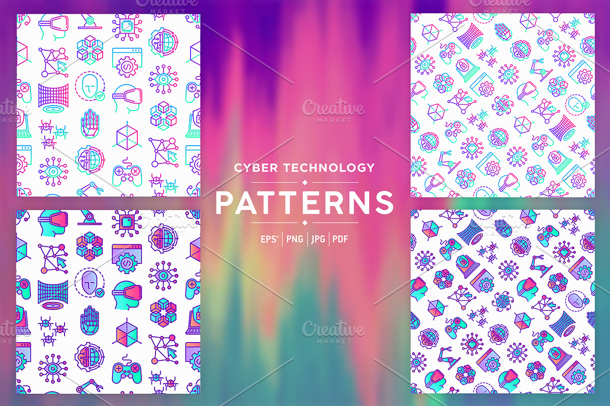 Cyber Technology Patterns Collection, a Pattern Graphic by Alex Blogoodf