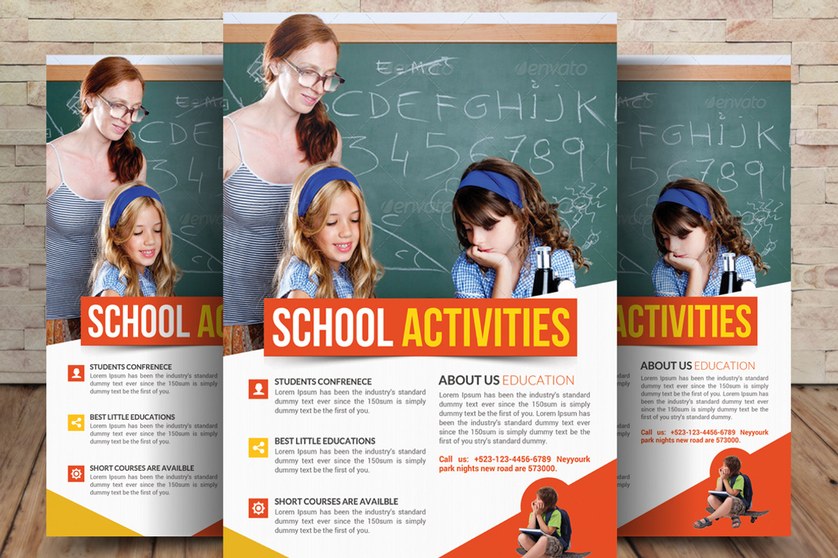 School Activities Flyer Template, a Flyer Template by graphicforest
