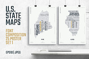 U.S. State Maps Font composition s1, an Illustration by MaximGertsen ...